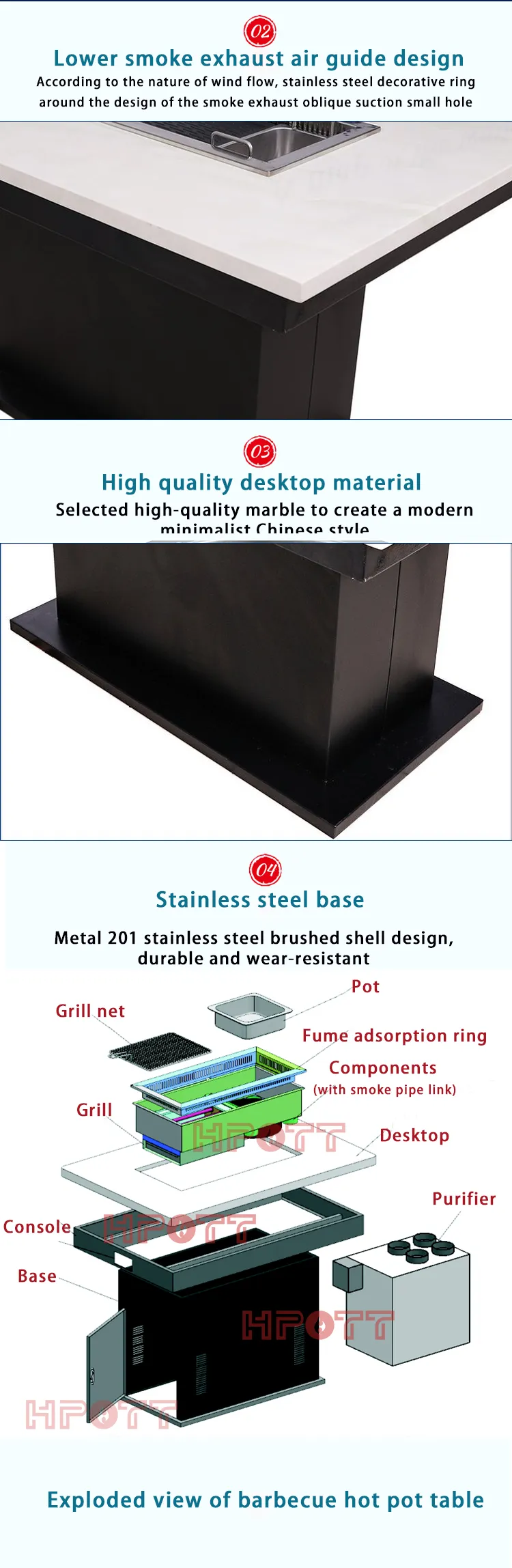 Korean Bbq Hot Pot Buffet Table For Restaurant Hotel HPOTT